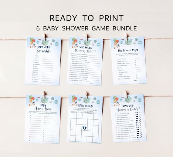 Outer Space Baby Shower Games Baby Shower Games Value Bundle Baby