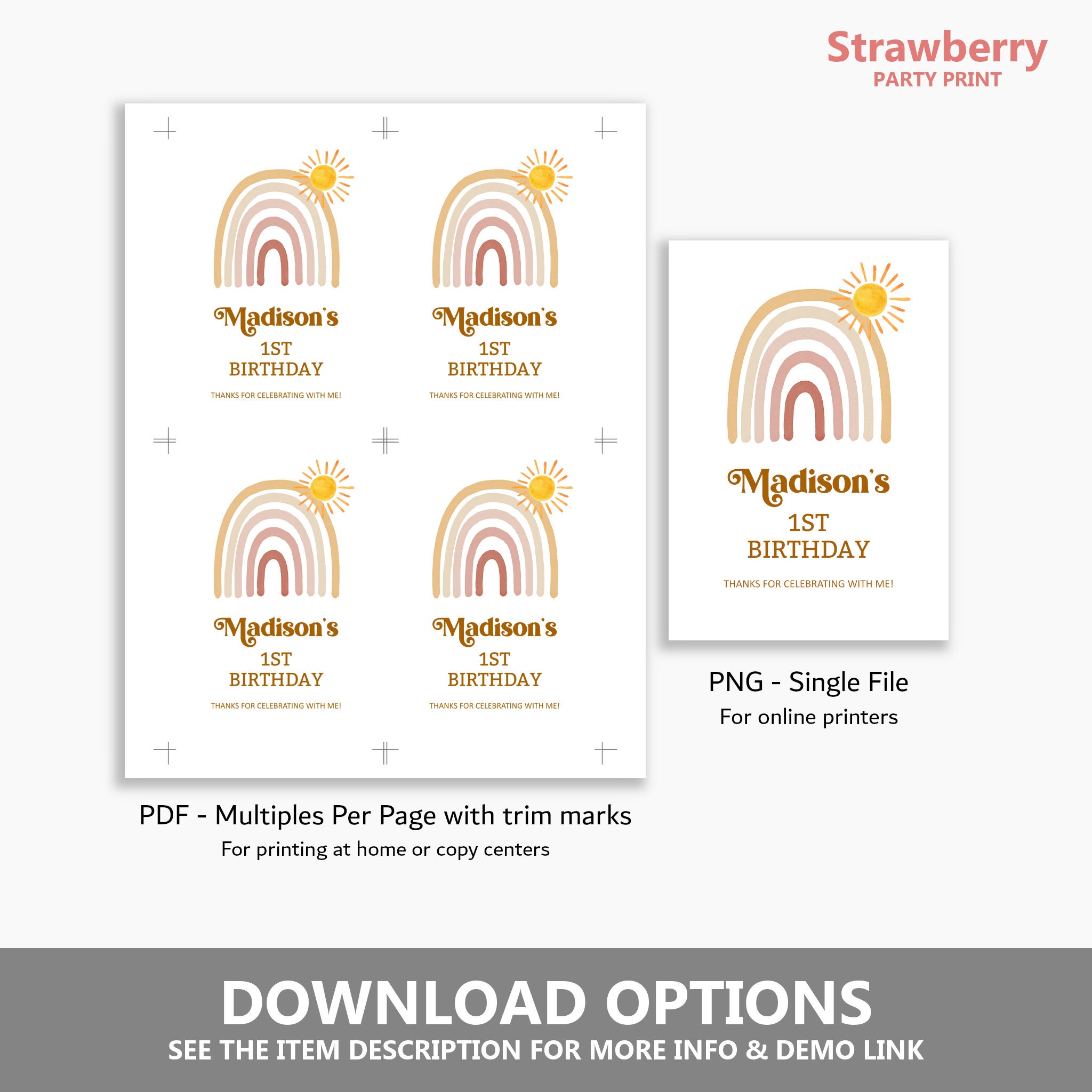 Editable Rainbow and Sun Capri Sun Label Sunshine Birthday Party Favor ...