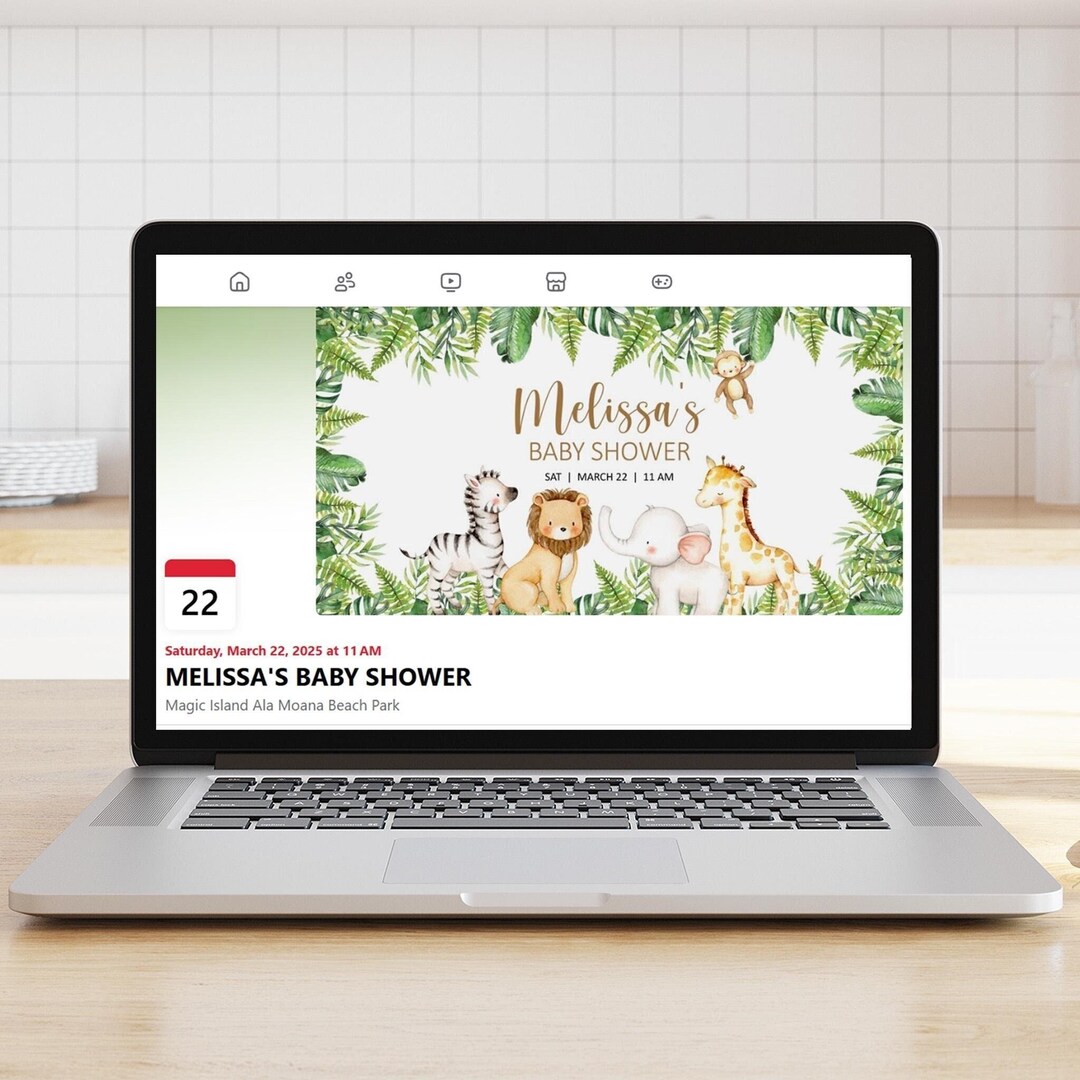 Editable Safari Baby Shower Facebook Invitation FB Event Cover Photo ...