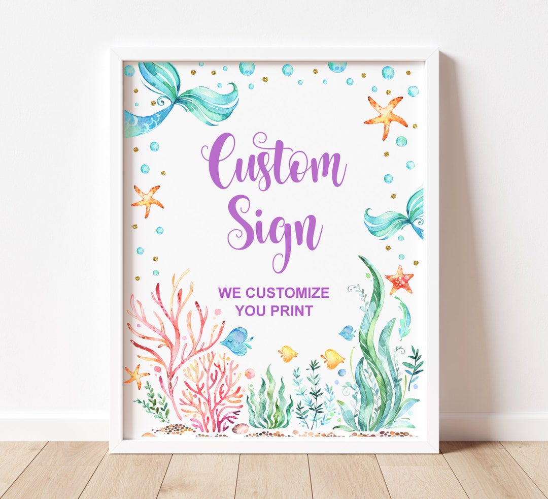 CUSTOM Mermaid Theme Table Sign Under the Sea Mermaid Birthday Baby ...