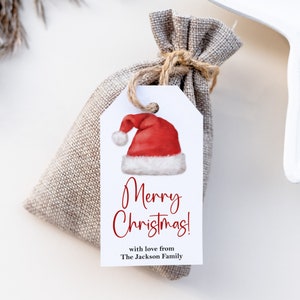 Editable Santa Hat Gift Tag Christmas Gift Tag Holiday Gift - Etsy