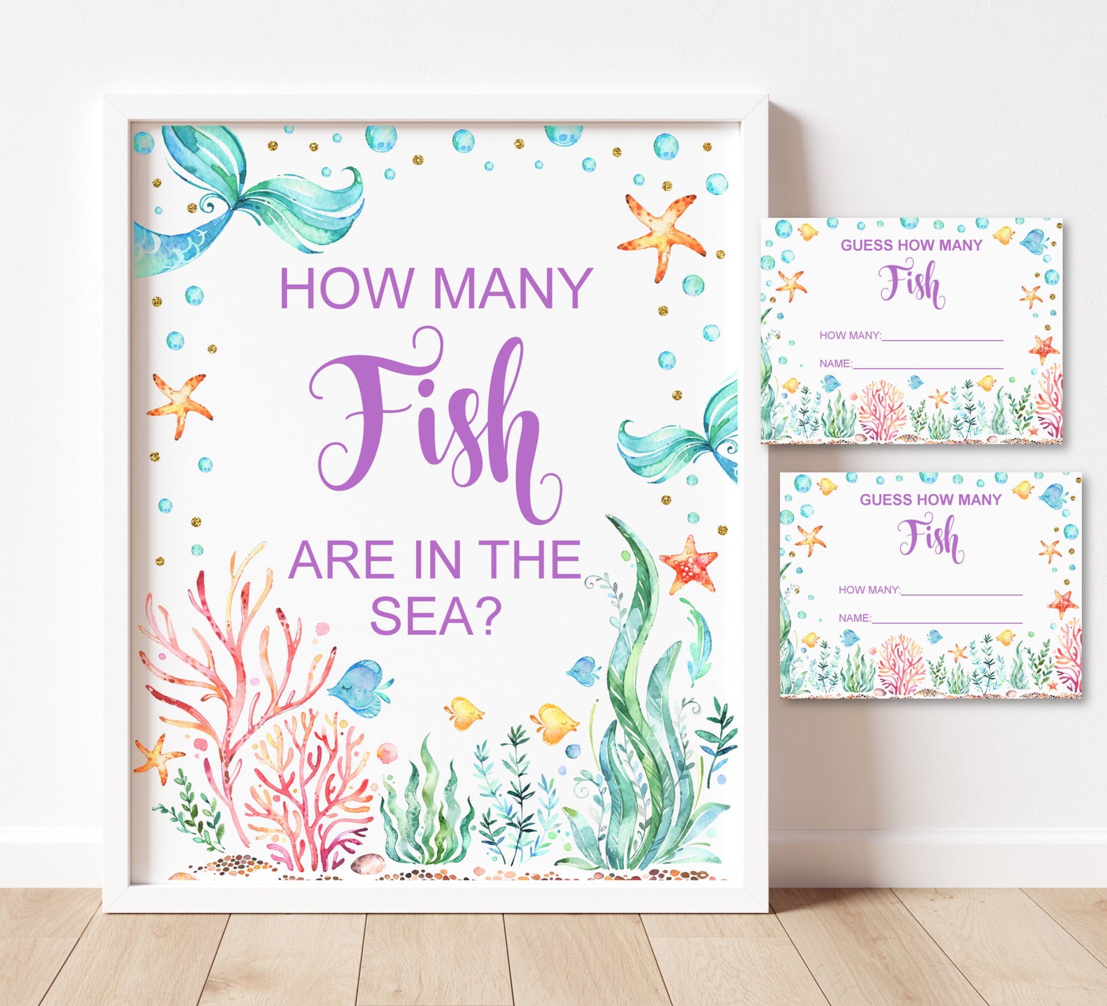 Guess How Many Fish Game Mermaid Baby Shower Game Little Mermaid Under ...