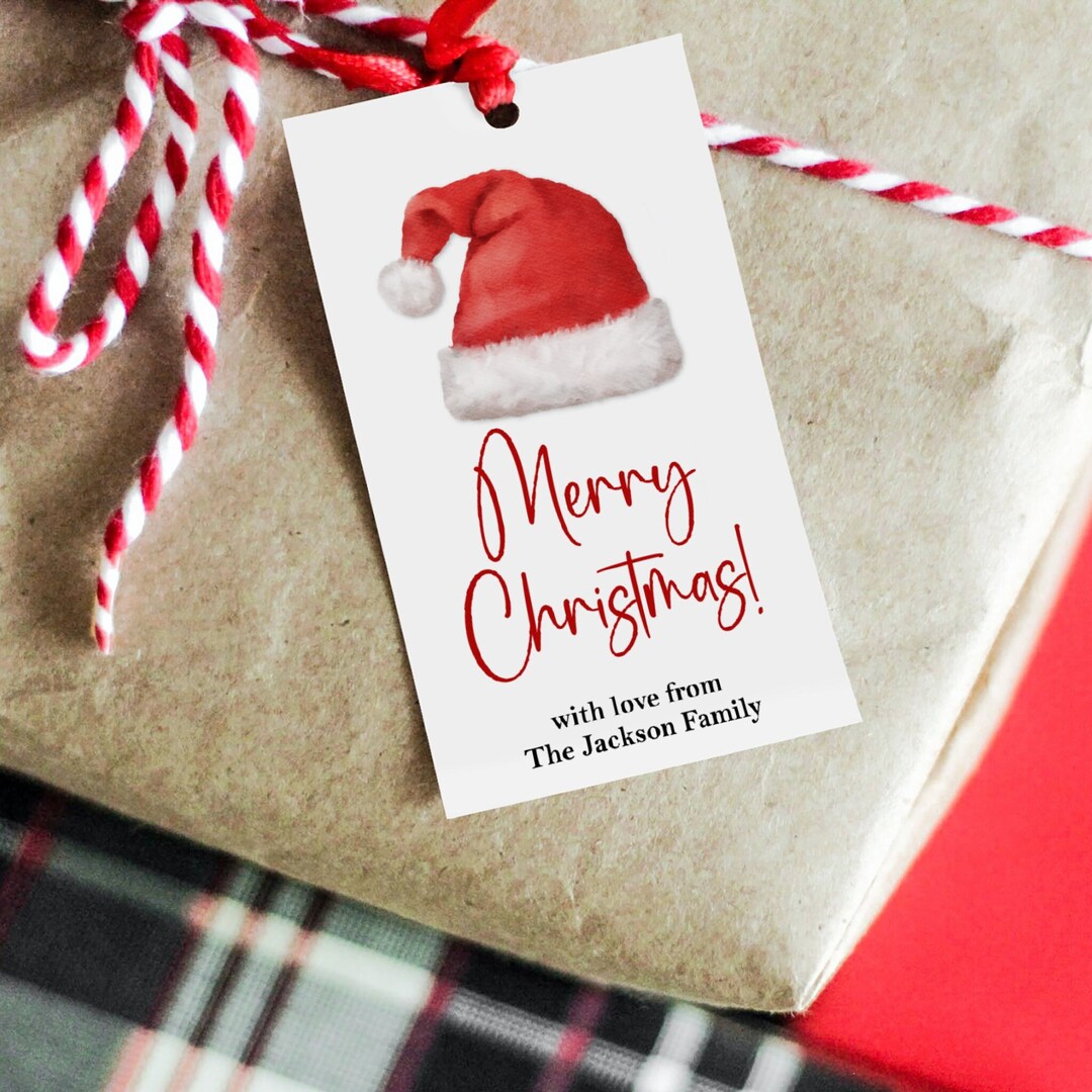 Editable Santa Hat Gift Tag Christmas Gift Tag Holiday Gift - Etsy