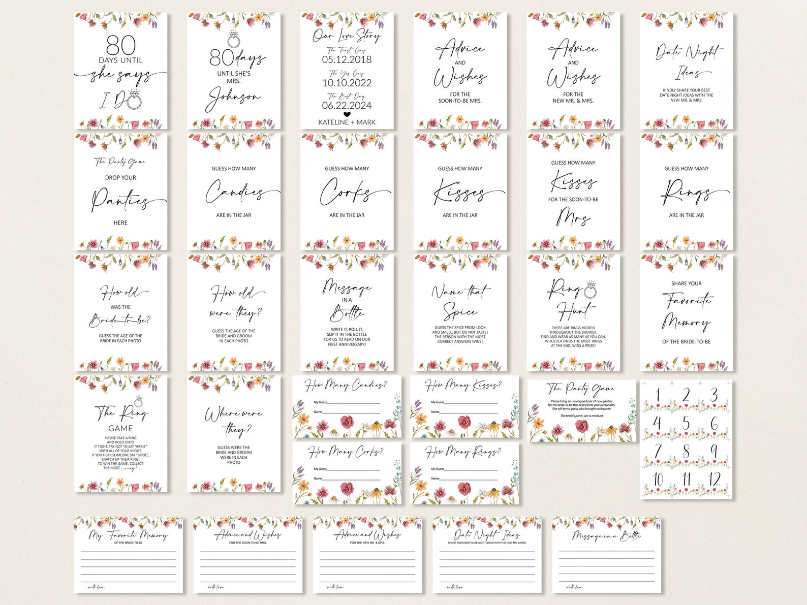 Editable Wildflower Bridal Shower Game Bundle Wedding Shower Games ...