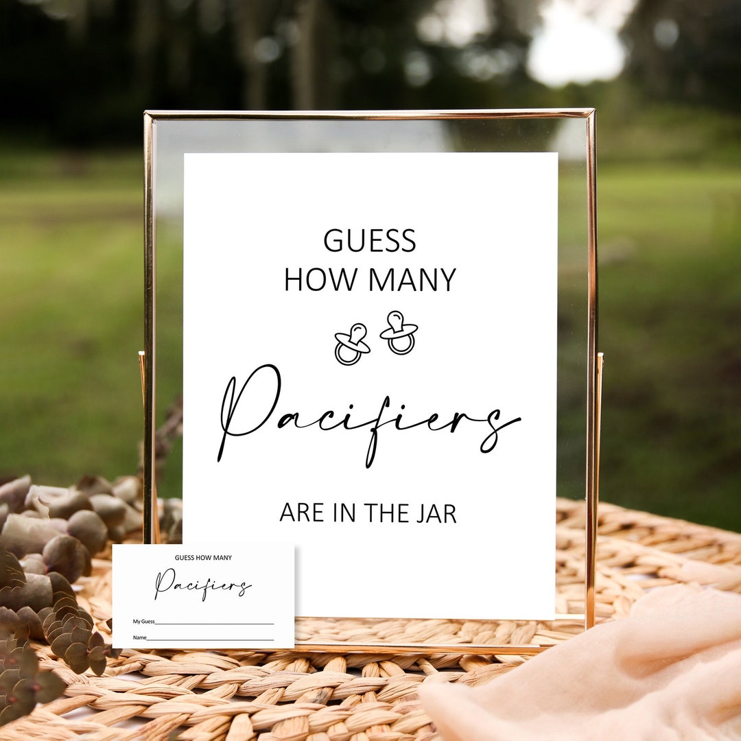Editable Guess How Many Pacifiers Game Baby Shower Game Minimalist ...