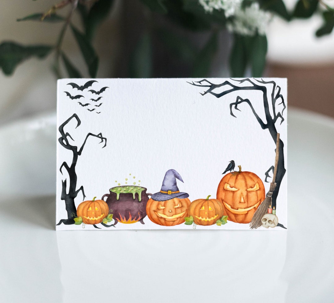Halloween Editable Place Cards Food Labels Tent Cards Halloween ...