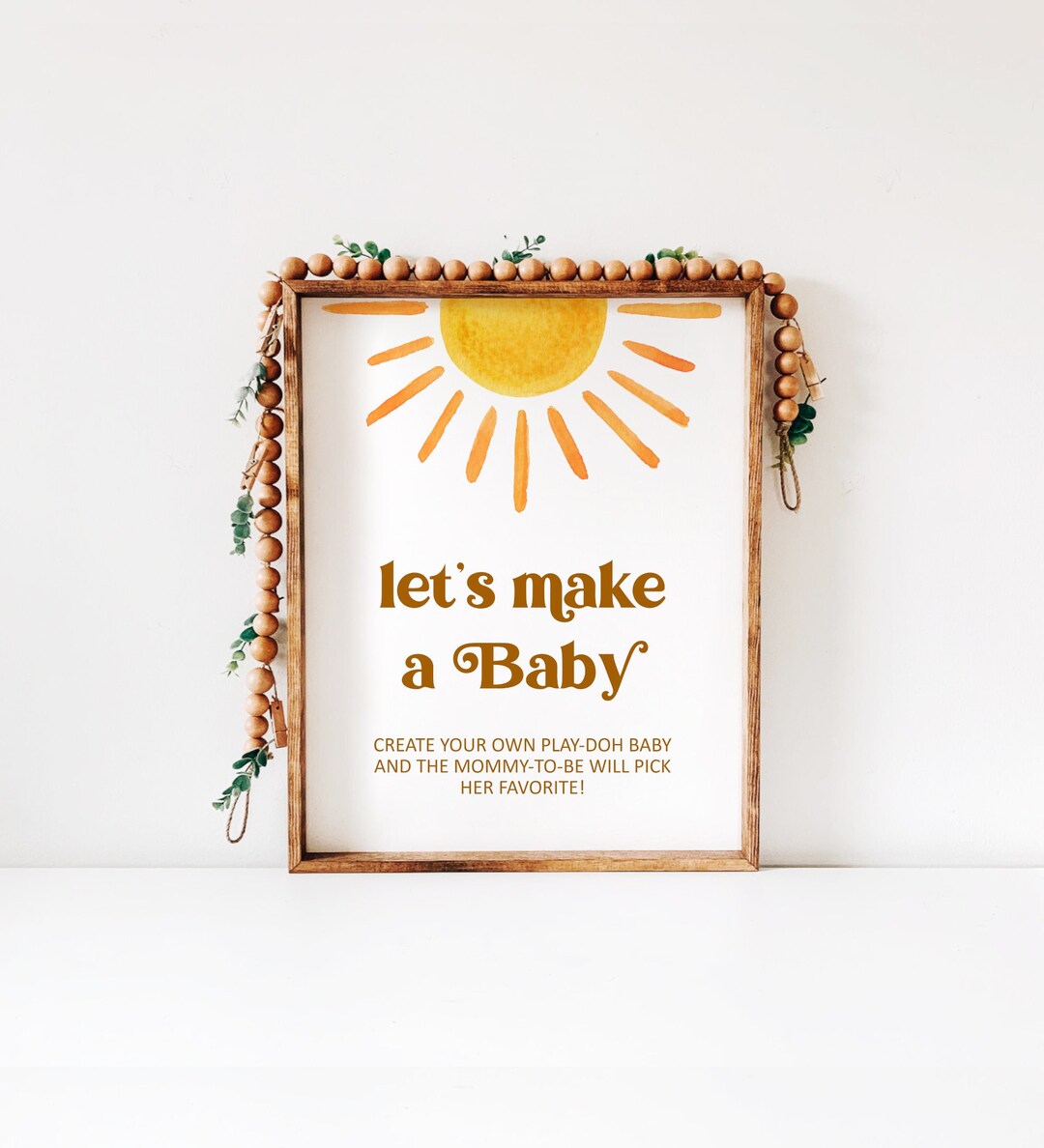 Sun Baby Shower Let's Make A Baby Game Sign Here Comes the Sun Retro ...
