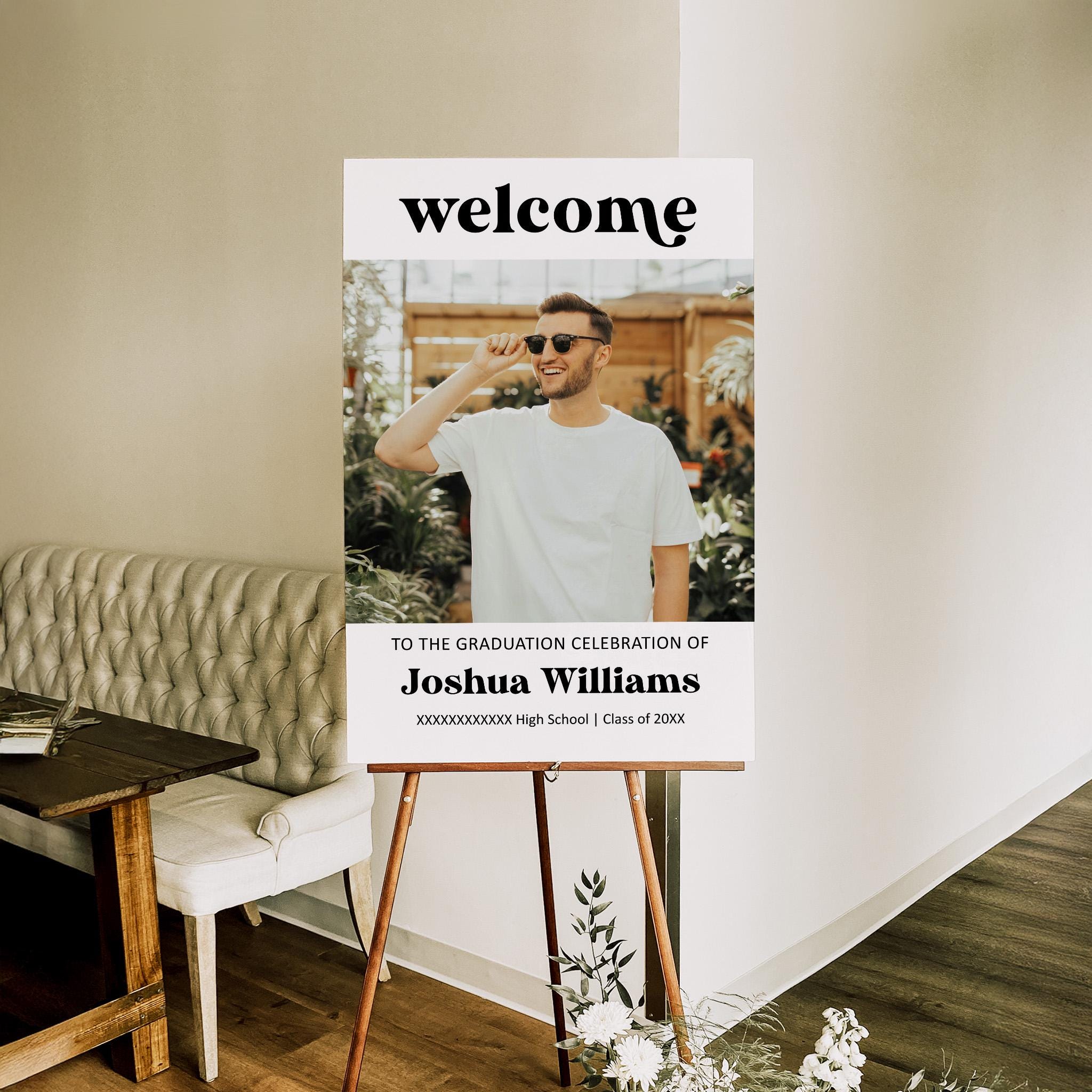 Editable Bold Modern Graduation Party Welcome Sign Photo Welcome Sign ...