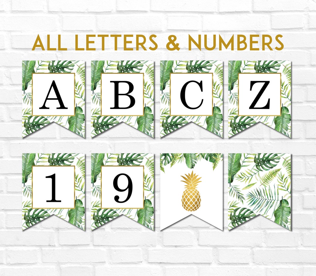 Hawaiian Luau Printable Banner Tropical Bridal Shower Birthday Aloha ...