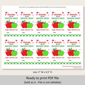 Kids Valentine Tag Applesauce Valentines Day Gift Tag Valentine Gifts ...