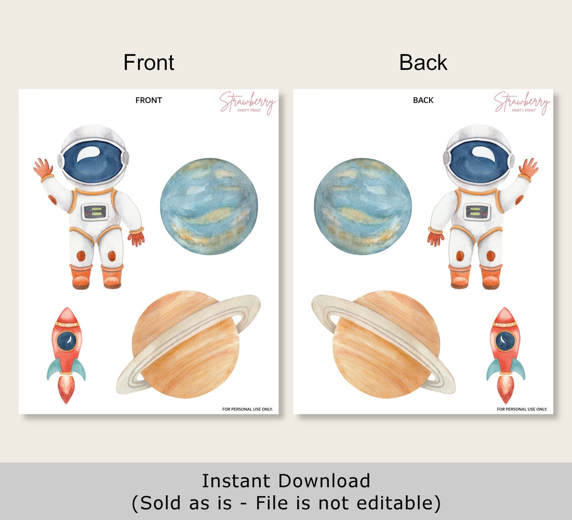 PRINTABLE Space Cake Topper Outer Space Baby Shower Space - Etsy