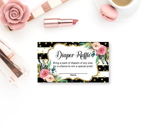Diaper Raffle Tickets Printable Baby Shower Game Invitation Inserts ...