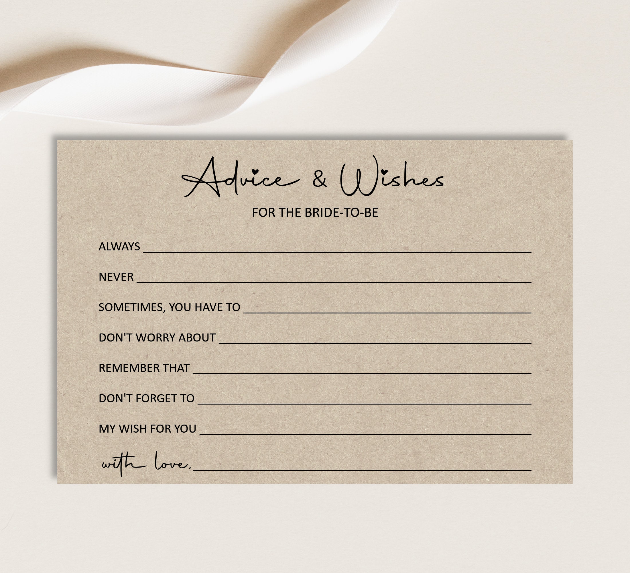 Advice for the Bride to Be Cards Bridal Shower Advice - Etsy