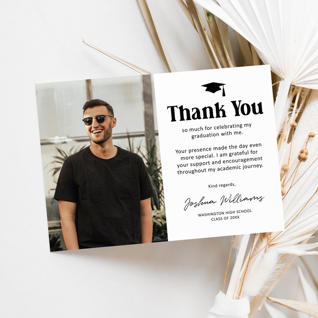 Editable Graduation Thank You Card Template Grad Thank You Photo ...