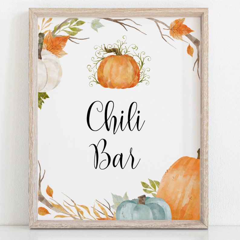 Chili Bar Sign Printable Fall Bridal Shower Baby Shower Fall - Etsy
