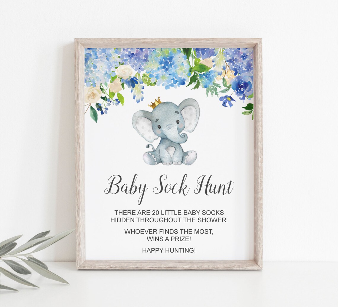 Baby Sock Hunt Game Find the Sock Game Blue Elephant Baby | Etsy