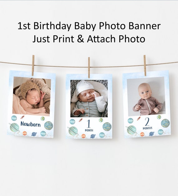 Outer Space 1st Birthday Photo Banner 12 Months Photo Banner First Trip ...