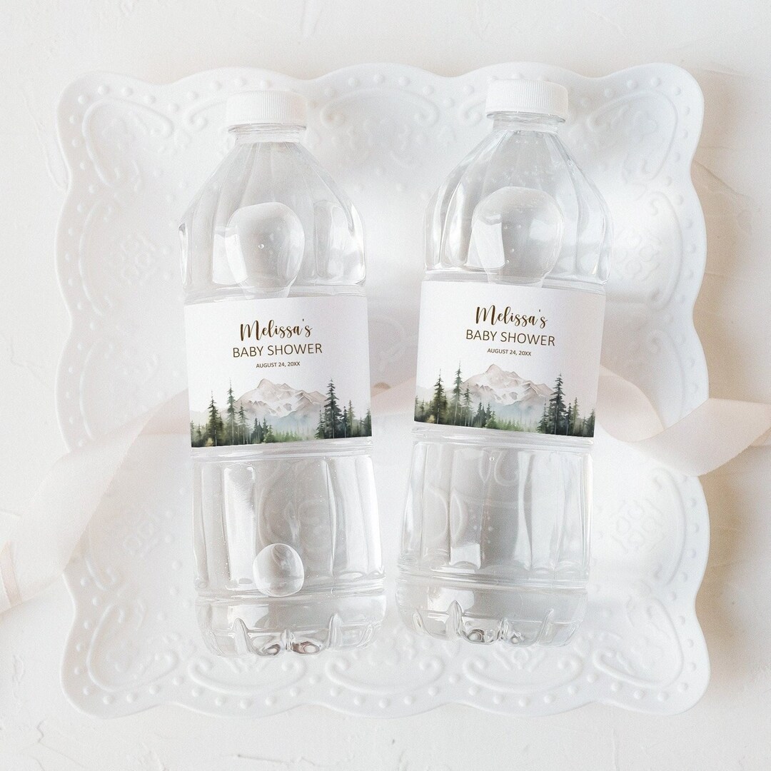 Editable Forest Mountain Water Bottle Label Template Printable Bottle ...