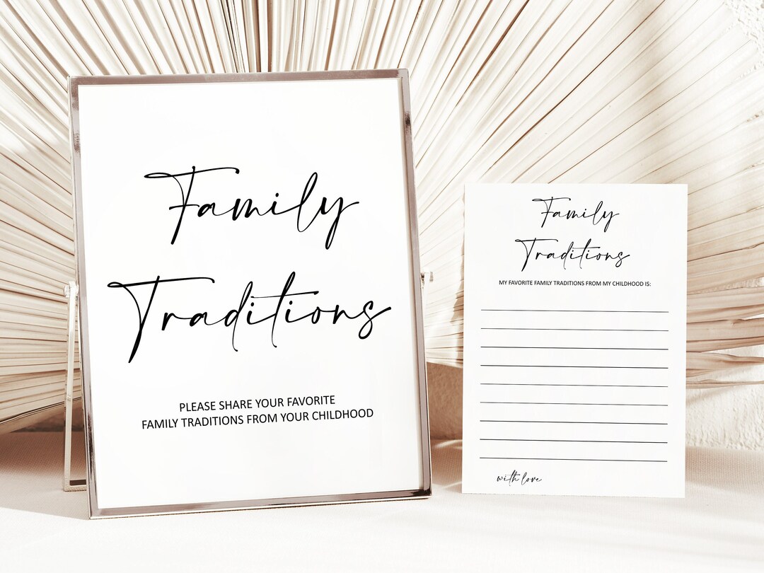 Editable Family Traditions Sign and Card Baby Shower Advice for New ...