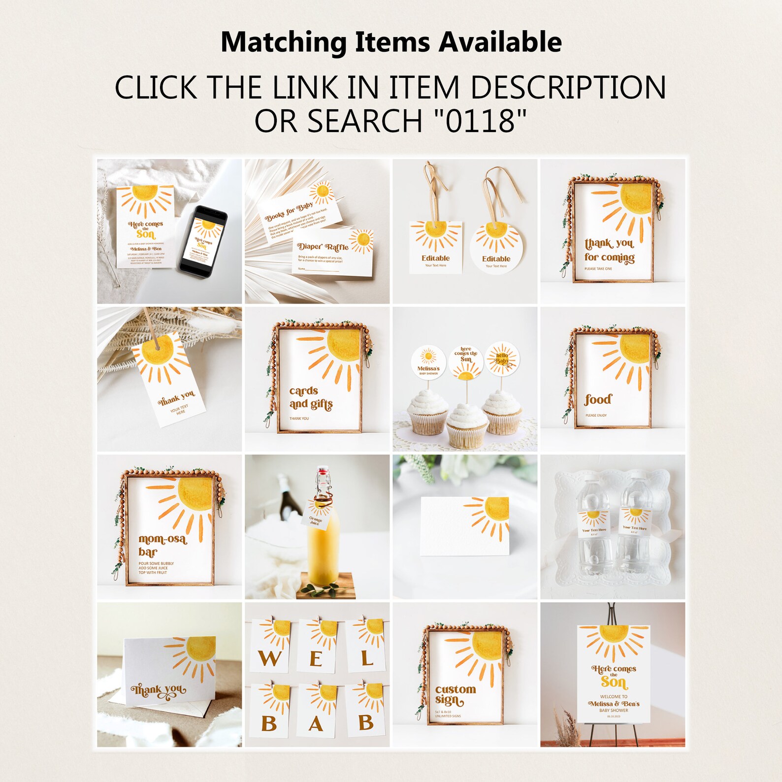 Editable Sun Baby Shower Cupcake Toppers Boho Sunshine Party, Corjl ...