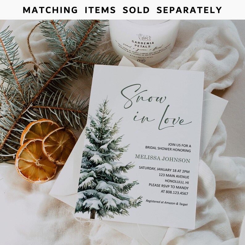 Editable Winter Party Menu Template Winter Evergreen Bridal Shower Menu ...