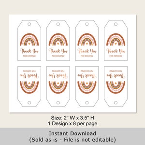 Boho Rainbow Thank You Tags Rainbow Birthday Rainbow Baby Shower Favor ...
