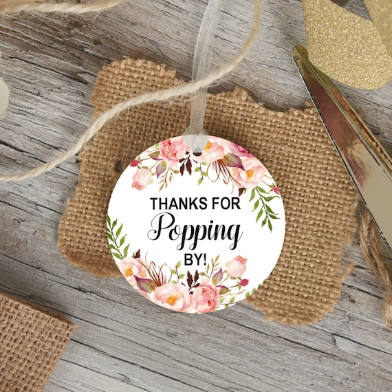 Boho Pink Floral Thanks for Popping By Stickers Printable Favor Tags ...