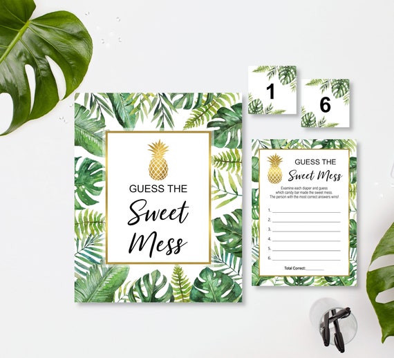 Guess the Sweet Mess Game Hawaiian Luau Baby Shower Game Dirty | Etsy