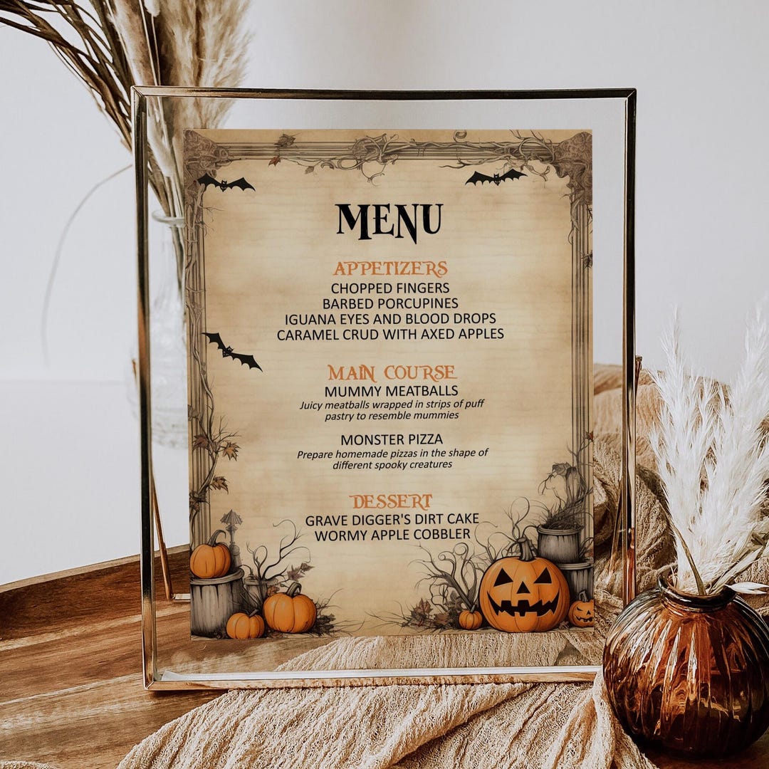Editable Halloween Party Menu Template Halloween Menu Sign Halloween ...