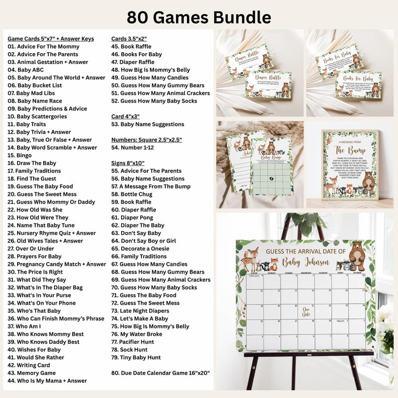 Editable Woodland Animal Baby Shower Bundle - Printable Invitation Set ...