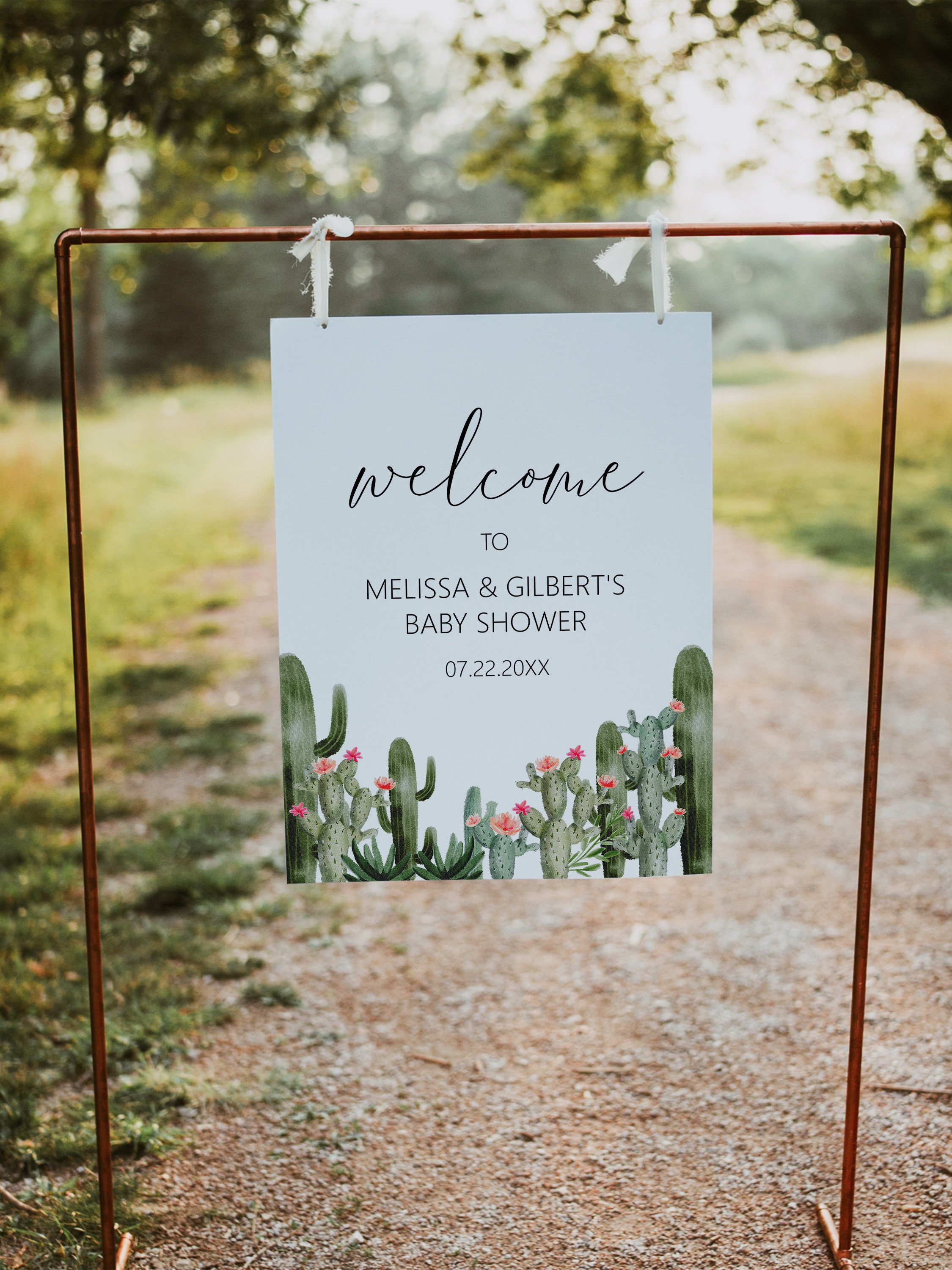 Custom Cactus Succulent Welcome Sign – Fiesta Baby Shower or Bridal ...