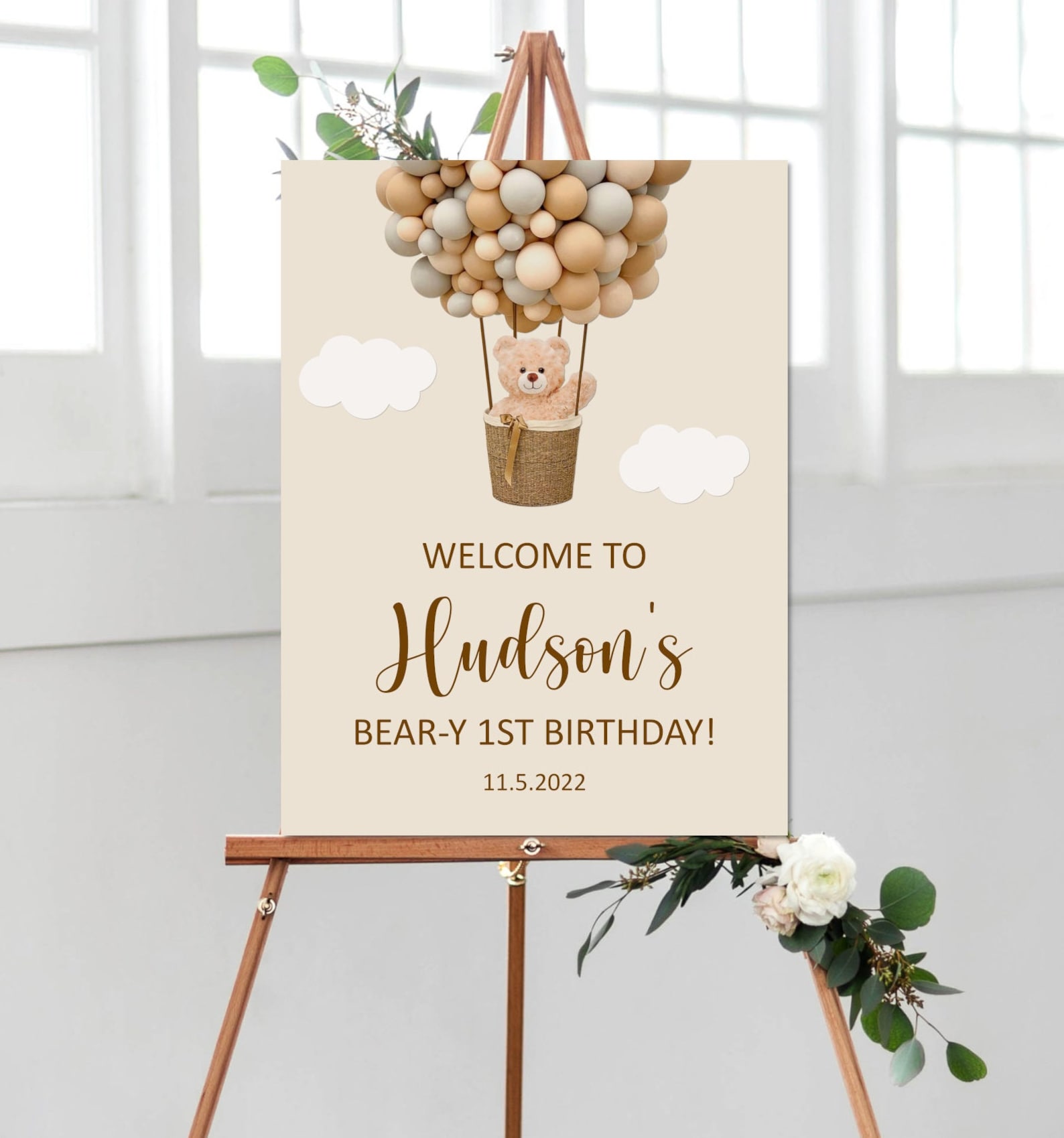 CUSTOM Teddy Bear Welcome Sign Beary 1st Birthday Bear First - Etsy