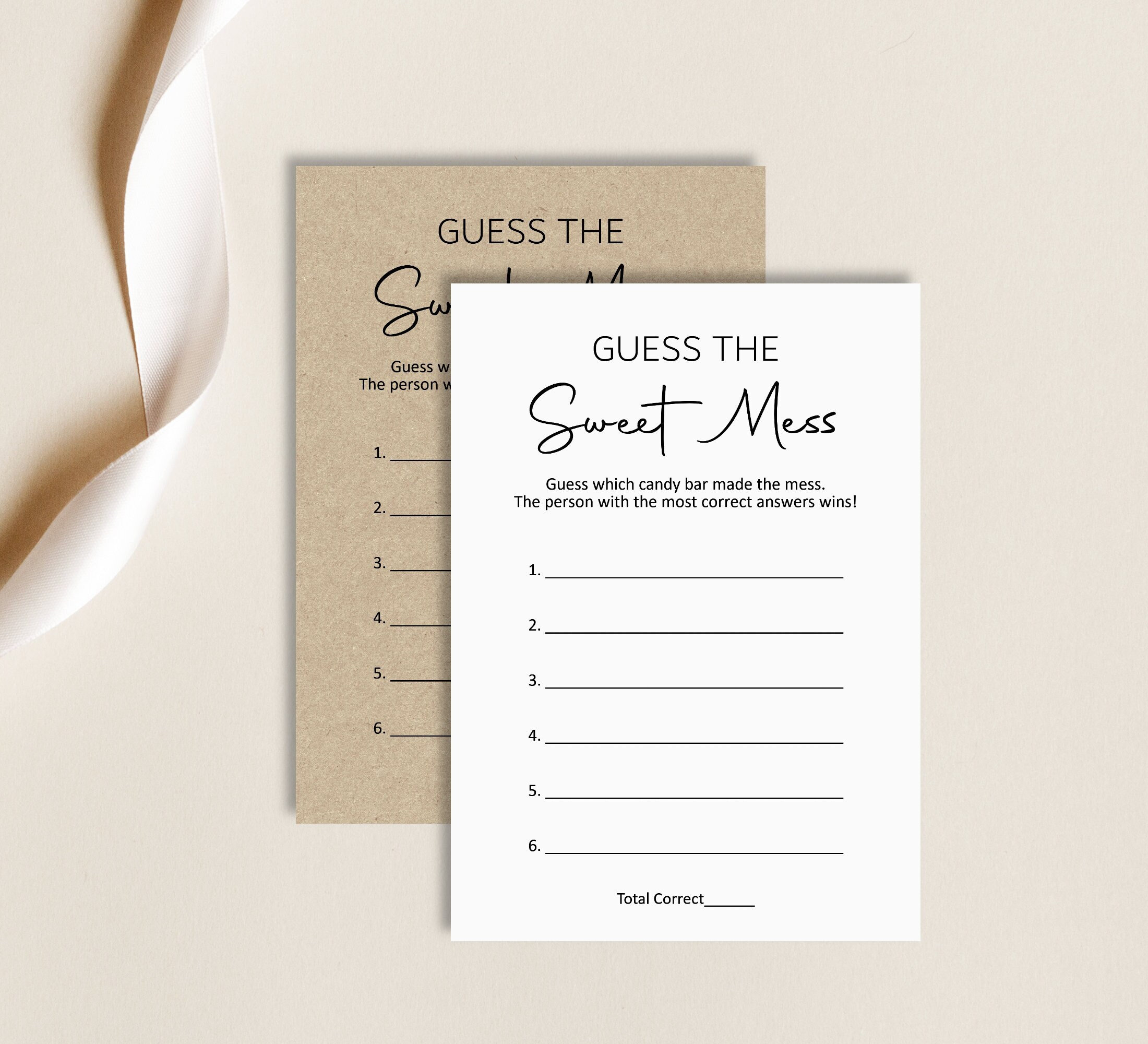 Guess the Sweet Mess Dirty Diaper Baby Shower Game Printable Rustic ...