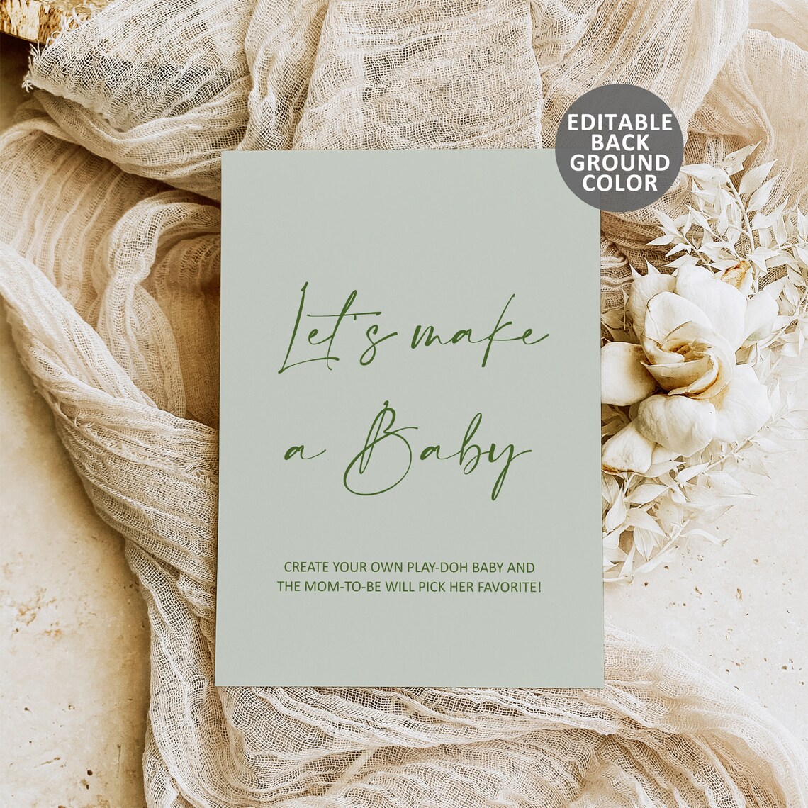 Editable Let's Make A Baby Game Play Dough Baby Shower Game Minimalist ...
