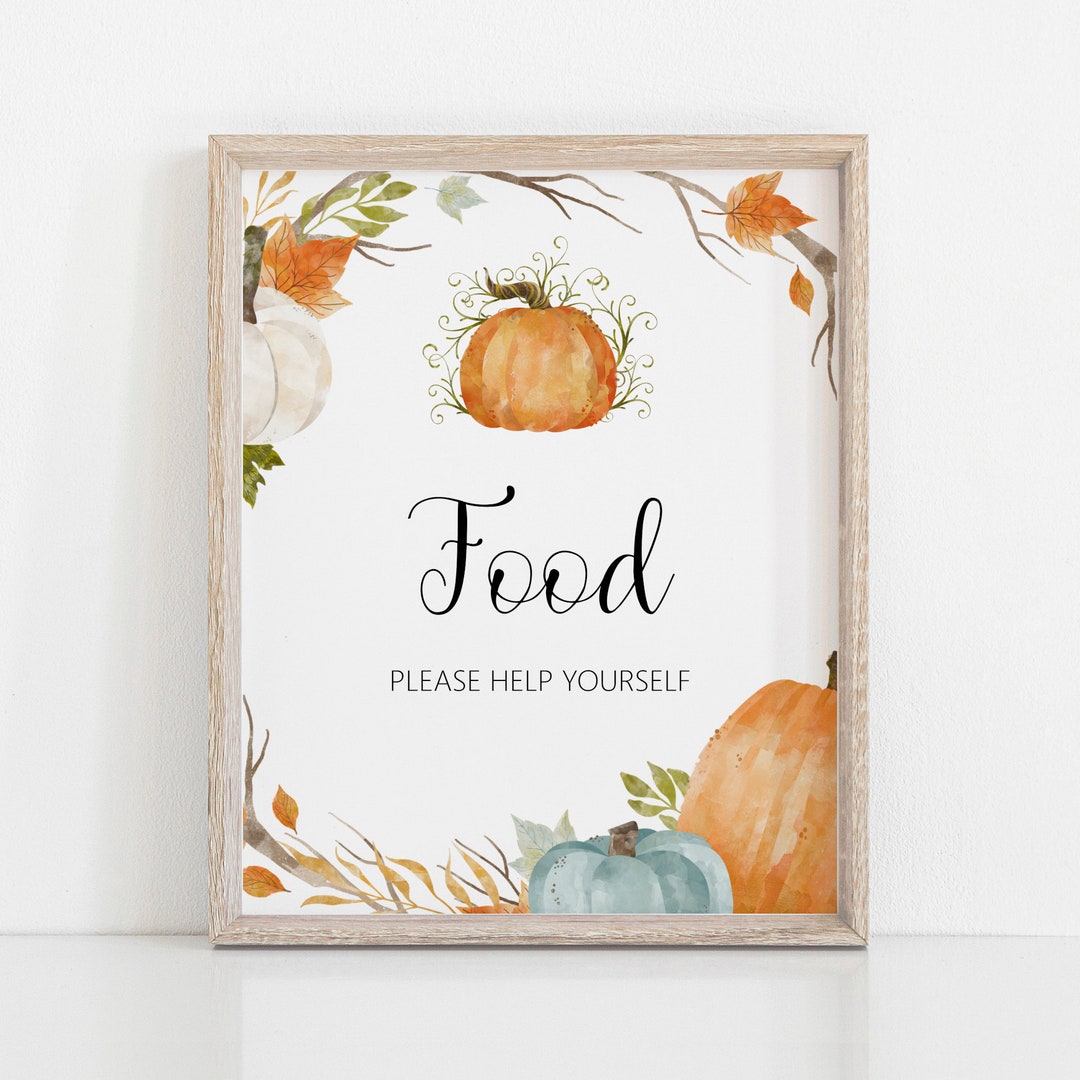 Food Sign Pumpkin Fall Baby Shower Bridal Shower Birthday Buffet Food ...