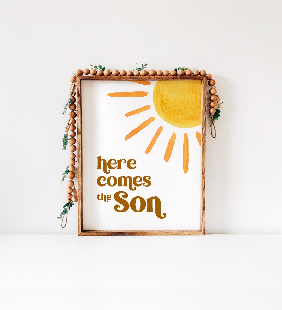 Here Comes the Son Sign 8x10 Printable Sun Baby Shower Retro Boho ...