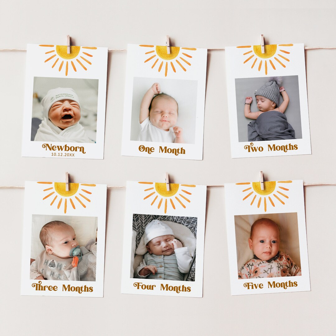 Editable First Year Photo Banner Sunshine Birthday Monthly Pictures ...