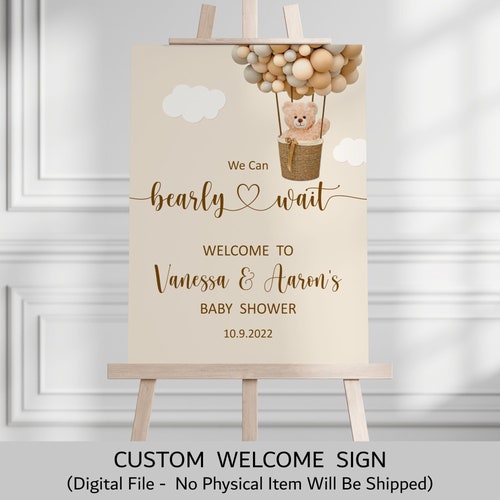 CUSTOM Teddy Bear Welcome Sign We Can Bearly Wait Baby Shower - Etsy