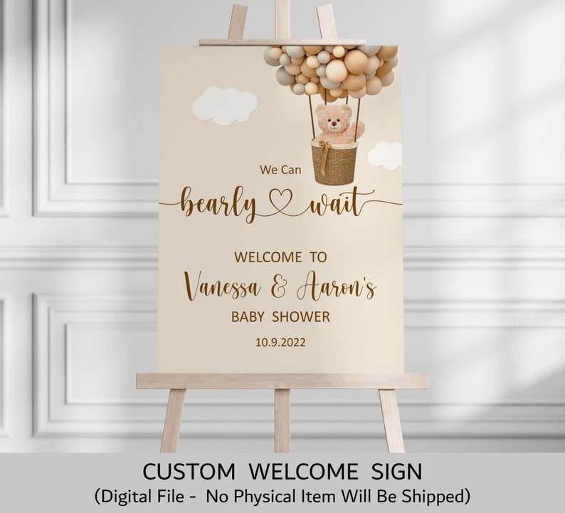 CUSTOM Teddy Bear Welcome Sign We Can Bearly Wait Baby Shower - Etsy