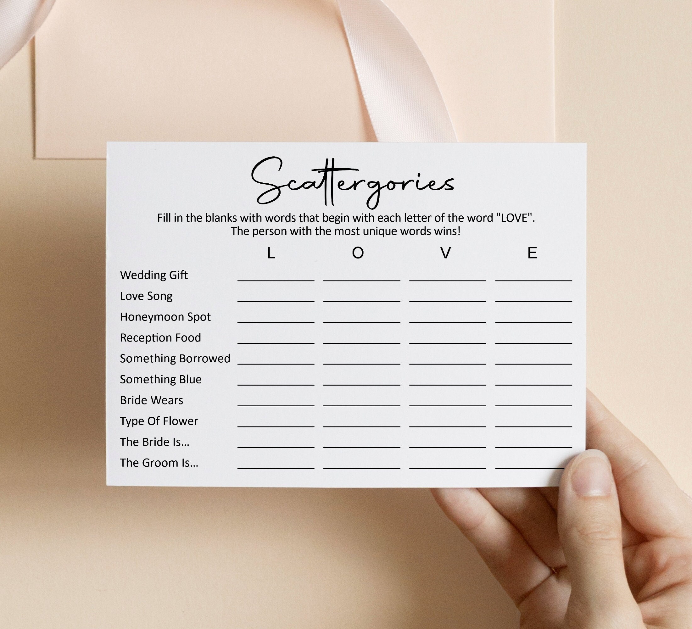 Bridal Shower Scattergories Game Bridal Shower Game Printable - Etsy