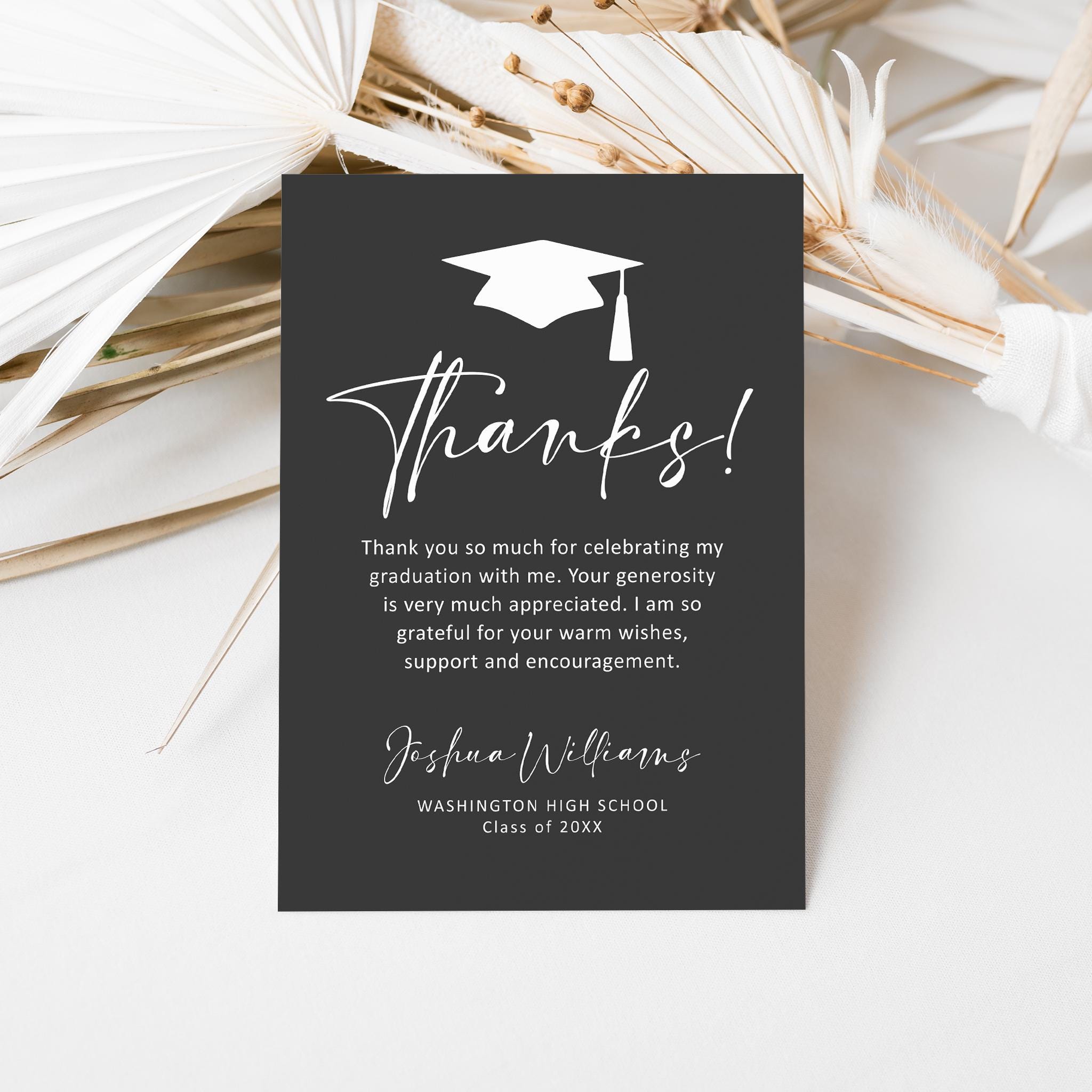 Editable Graduation Thank You Card Photo Thank You Card Postcard ...