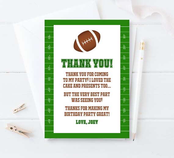 Football Thank You Cards Football Thank You Notes Football Thank You ...