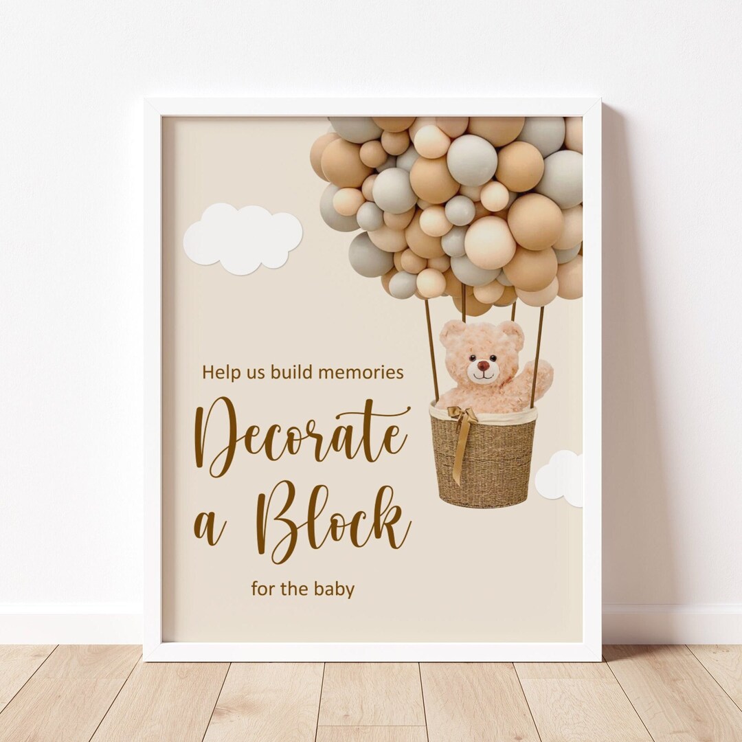 Decorate A Block Sign Teddy Bear We Can Bearly Wait Baby - Etsy