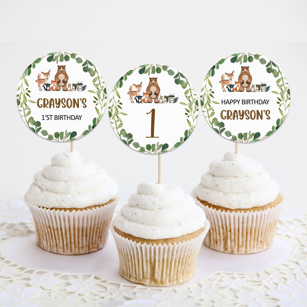 Editable Woodland Animals Cupcake Toppers Woodland Birthday Forest ...