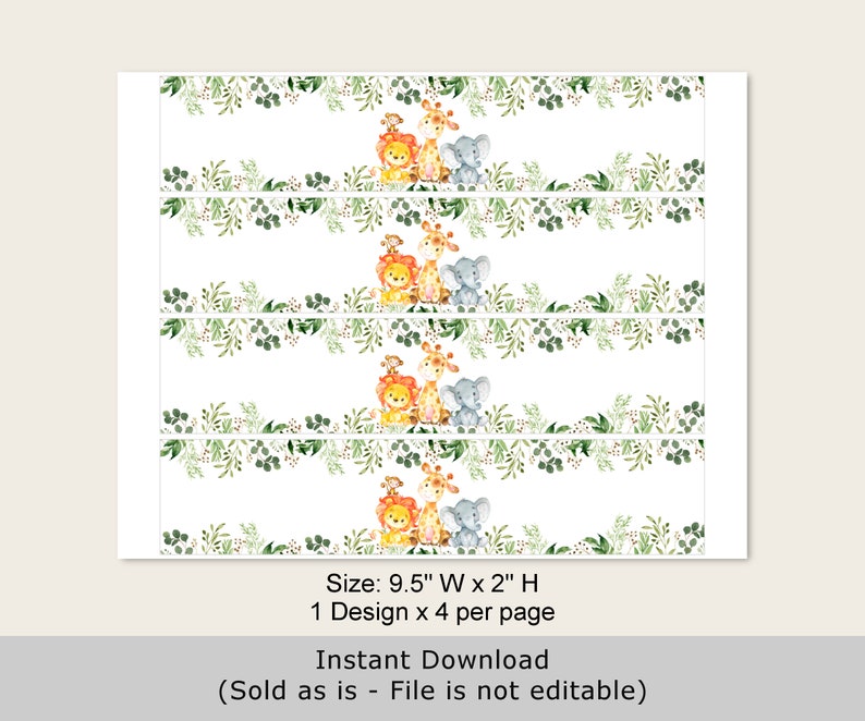 Jungle Animals Water Bottle Labels Jungle Baby Shower Safari | Etsy