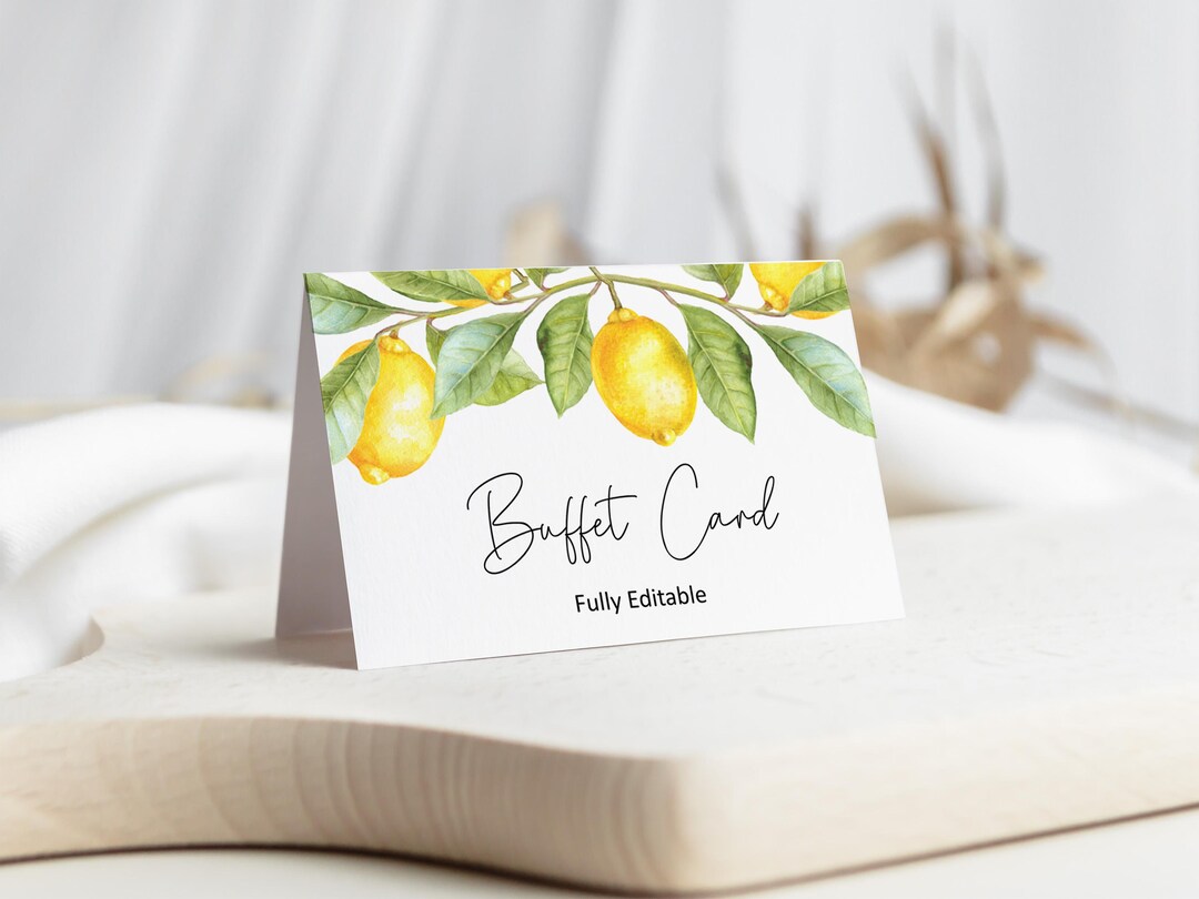 Citrus Lemon Editable Buffet Food Card Food Label Table Tent Card Food ...