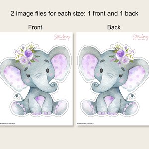 PRINTABLE Elephant Centerpieces Purple Elephant Cake Topper Elephant ...