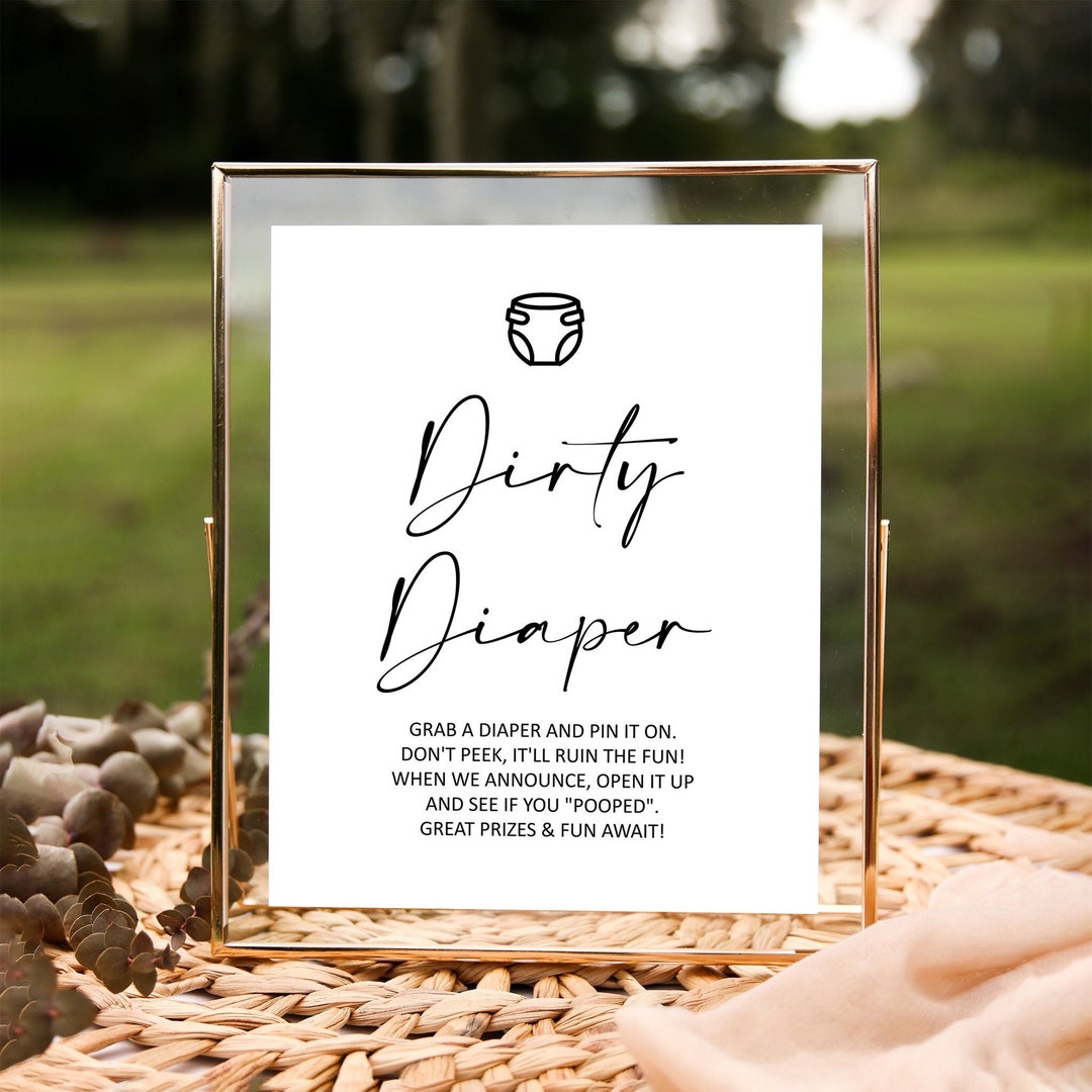 Editable Dirty Diaper Game Baby Shower Game Minimalist Modern Baby ...