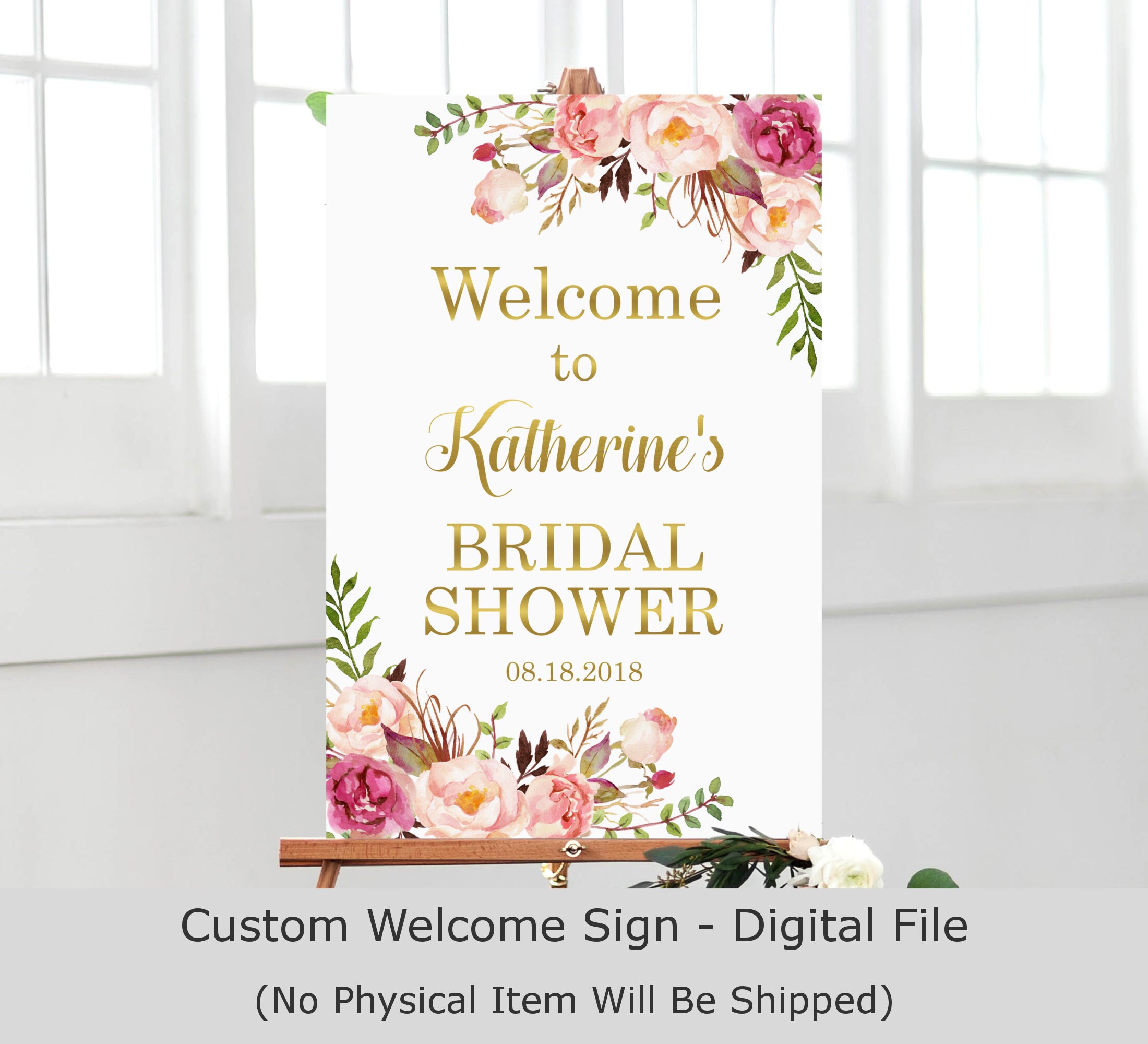 Paper & Party Supplies Party Supplies Floral Baby Shower Poster ...