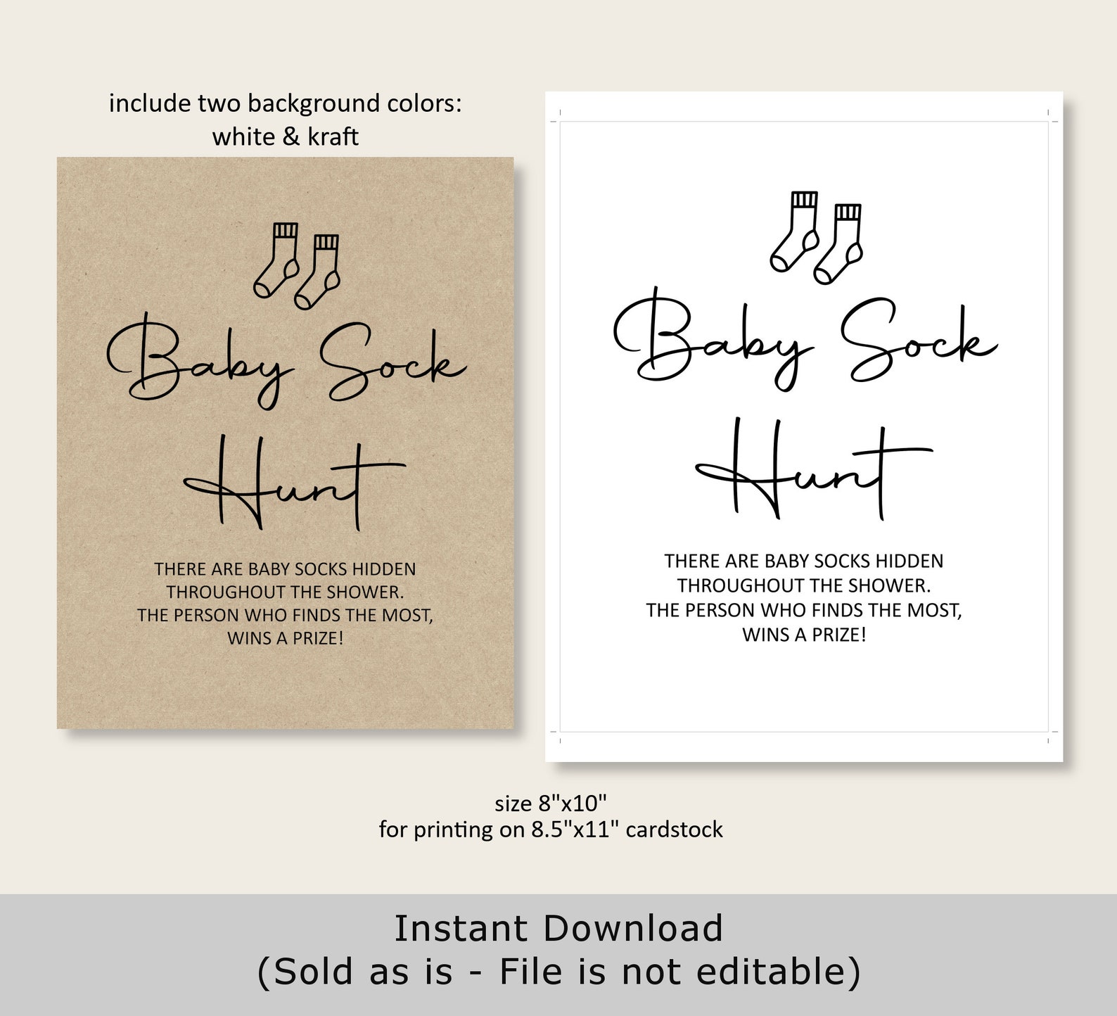 Baby Sock Hunt Sign Baby Shower Game Find the Socks Game - Etsy